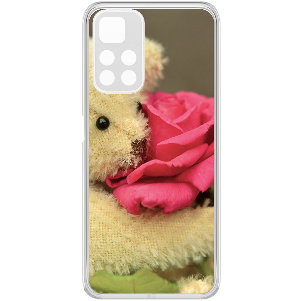 Чехол-накладка Krutoff Clear Case Медвежонок с розой для Xiaomi Redmi Note 11 Pro