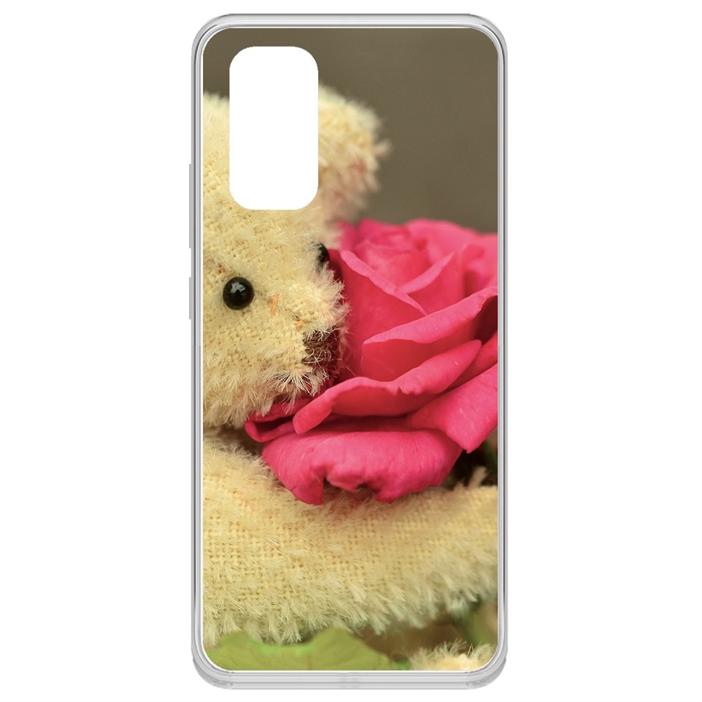Чехол-накладка Krutoff Clear Case Медвежонок с розой для Vivo V19