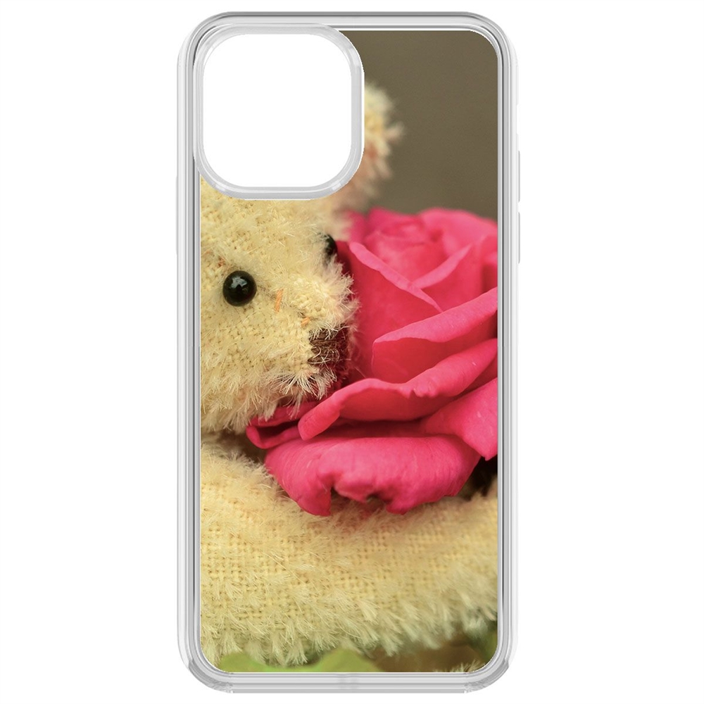 Чехол-накладка Krutoff Clear Case Медвежонок с розой для iPhone 13 Pro Max