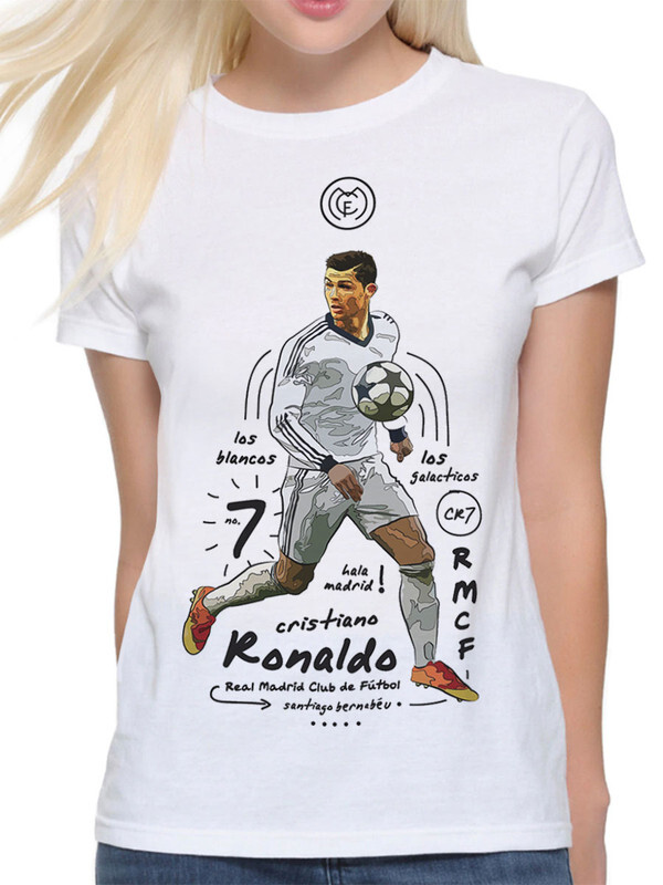 Футболка женская Design Heroes Криштиану Роналду / Футболист Cristiano Ronaldo белая 3XL