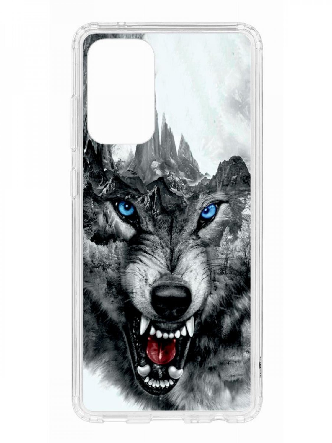 Противоударный чехол для Samsung Galaxy A72 Kruche Print Волк прозрачный с рисунком