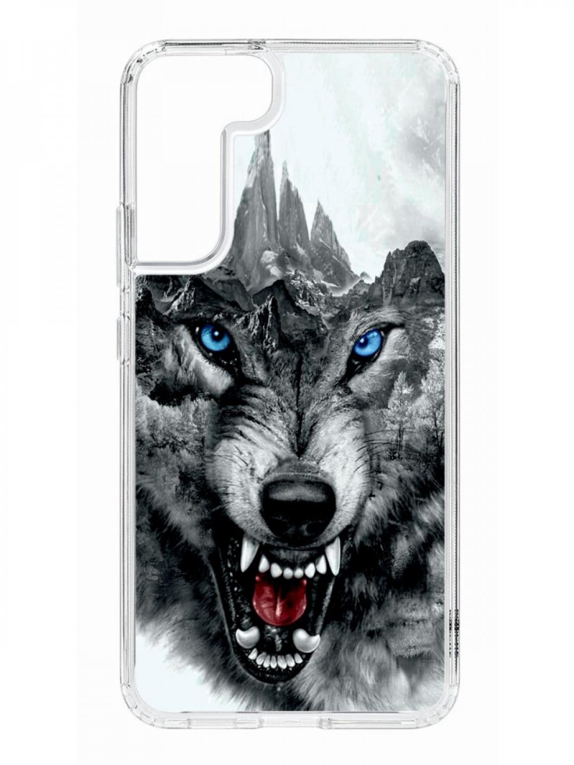 Противоударный чехол для Samsung Galaxy S22 Plus Kruche Print Волк прозрачный с рисунком