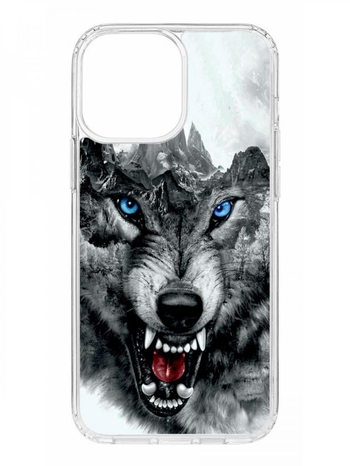 Противоударный чехол для iPhone 13 Pro Max Kruche Print MagSafe Волк с рисунком