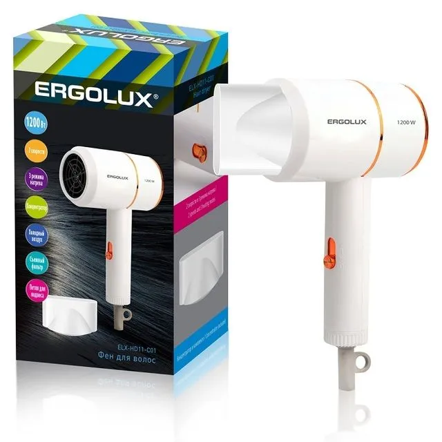 Фен ERGOLUX ELX-HD11-C01 1200 Вт белый