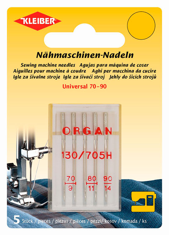 Набор игл Kleiber для швейной машинки ORGAN, универсальные, размер 70-90, сталь, 5шт