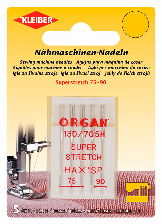 Набор игл Kleiber для швейной машинки ORGAN, стрейч, размер 75-90, сталь, 5шт в наборе