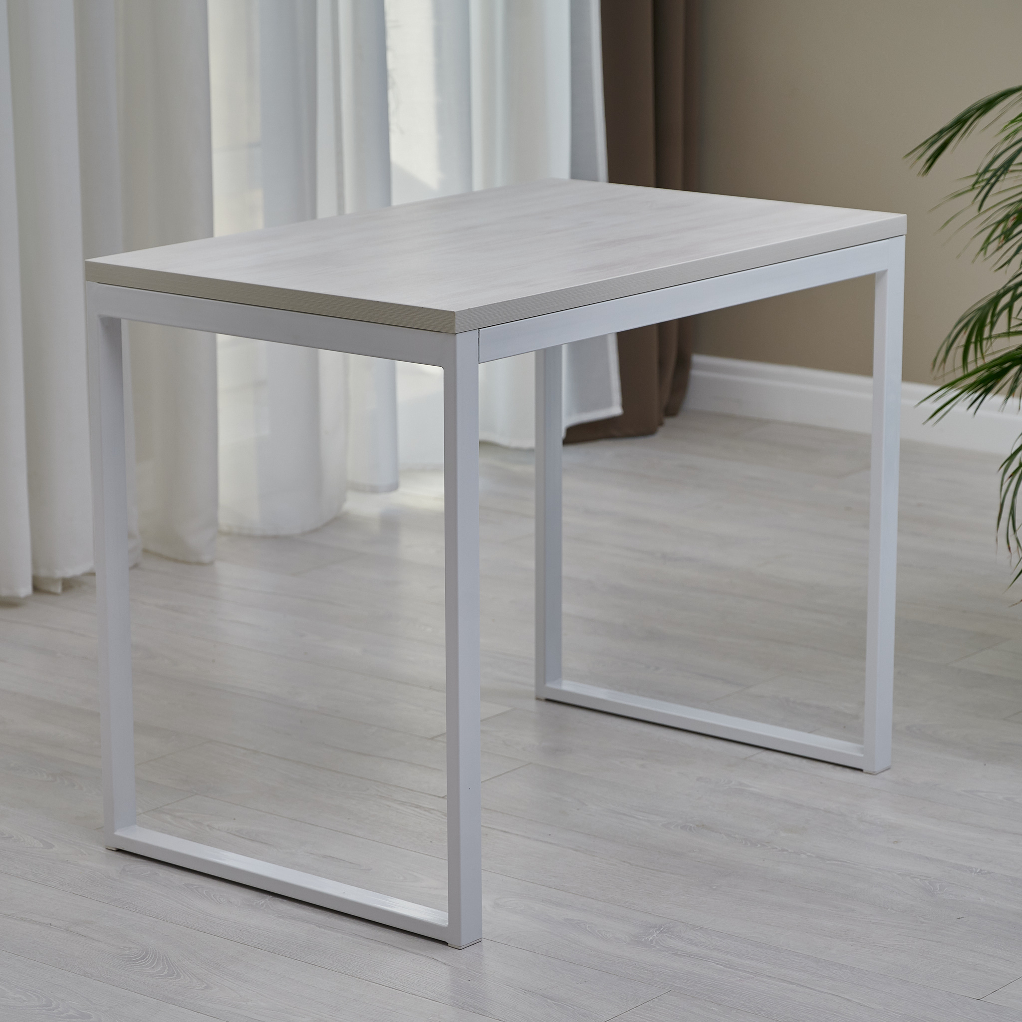 Кухонный стол Мебельная фабрика Юдиных Лофт 90х60 выбеленное белые ножки