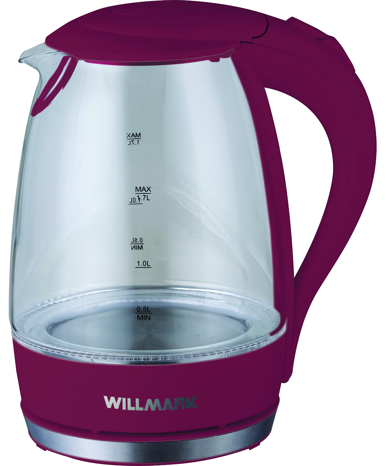 Чайник электрический WILLMARK WEK-1708G 1.7 л Red, Transparent