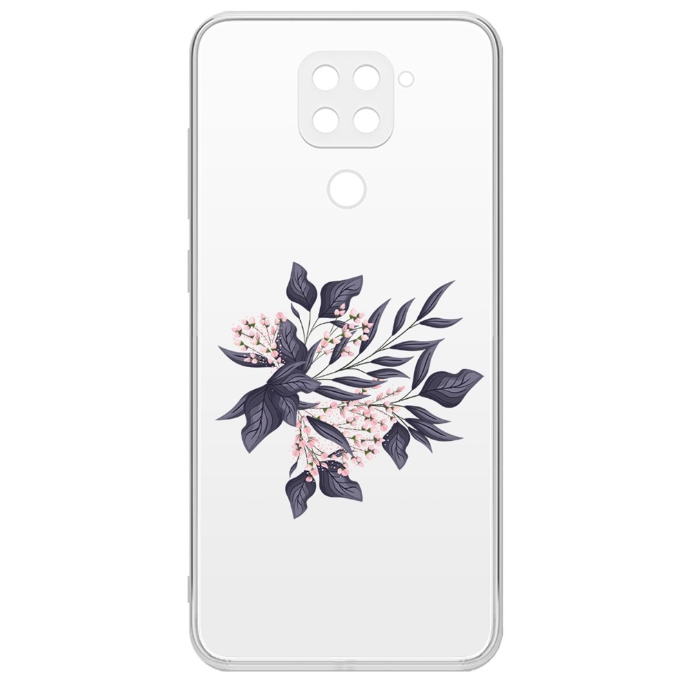 Чехол-накладка Krutoff Clear Case Розовые бутоны для Xiaomi Redmi Note 9