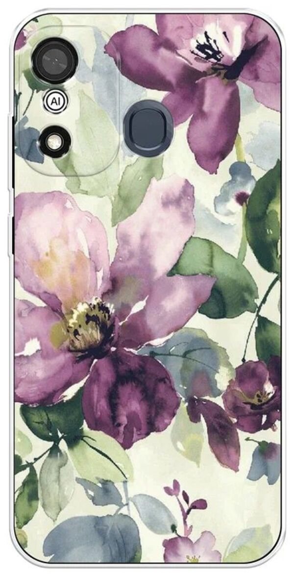 Чехол Awog  на Itel A27 "Сиреневые цветы-акварель"