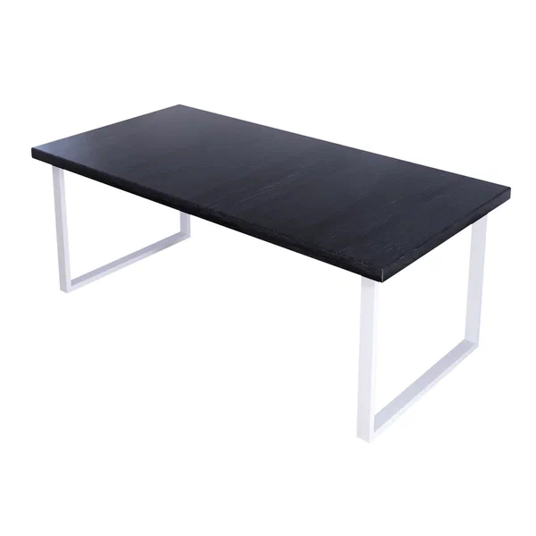Журнальный стол Solarius Loft металл-дерево 140х70х50, цвет черного оникса, белые ножки