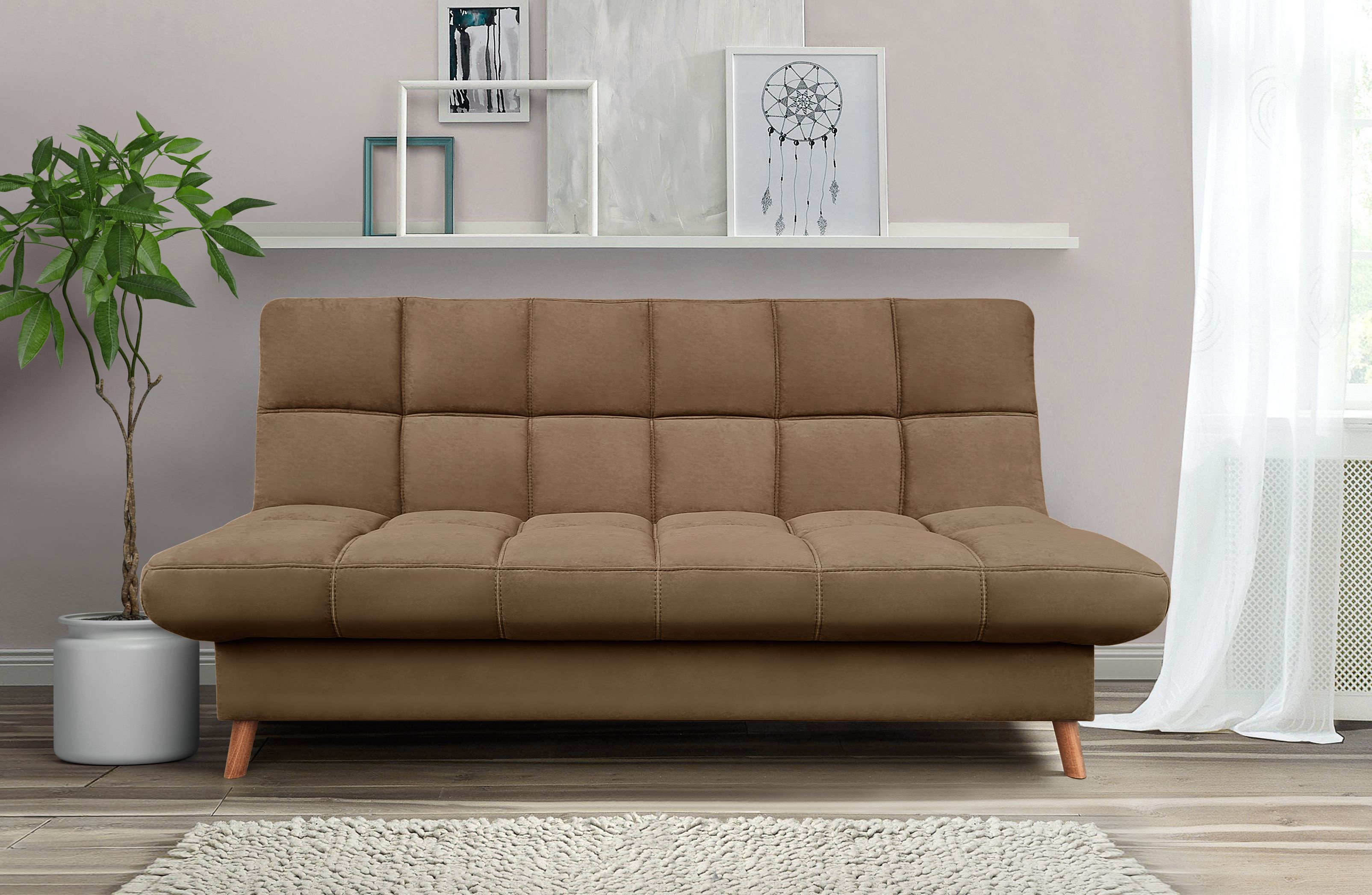 Прямой диван-кровать фабрика мебели Олимп Стоун с ящиком 200х93х99 см Шоколадный