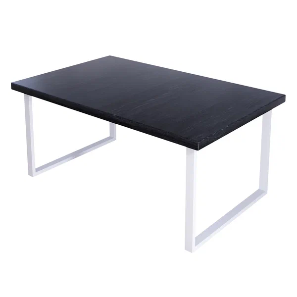 Журнальный стол Solarius Loft металл-дерево 90х60х50, цвет черного оникса с белыми ножками