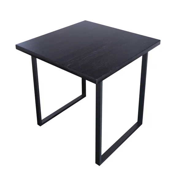 Стол кухонный Solarius Loft металл-дерево 60х60х75, цвет черного оникса с черными ножками