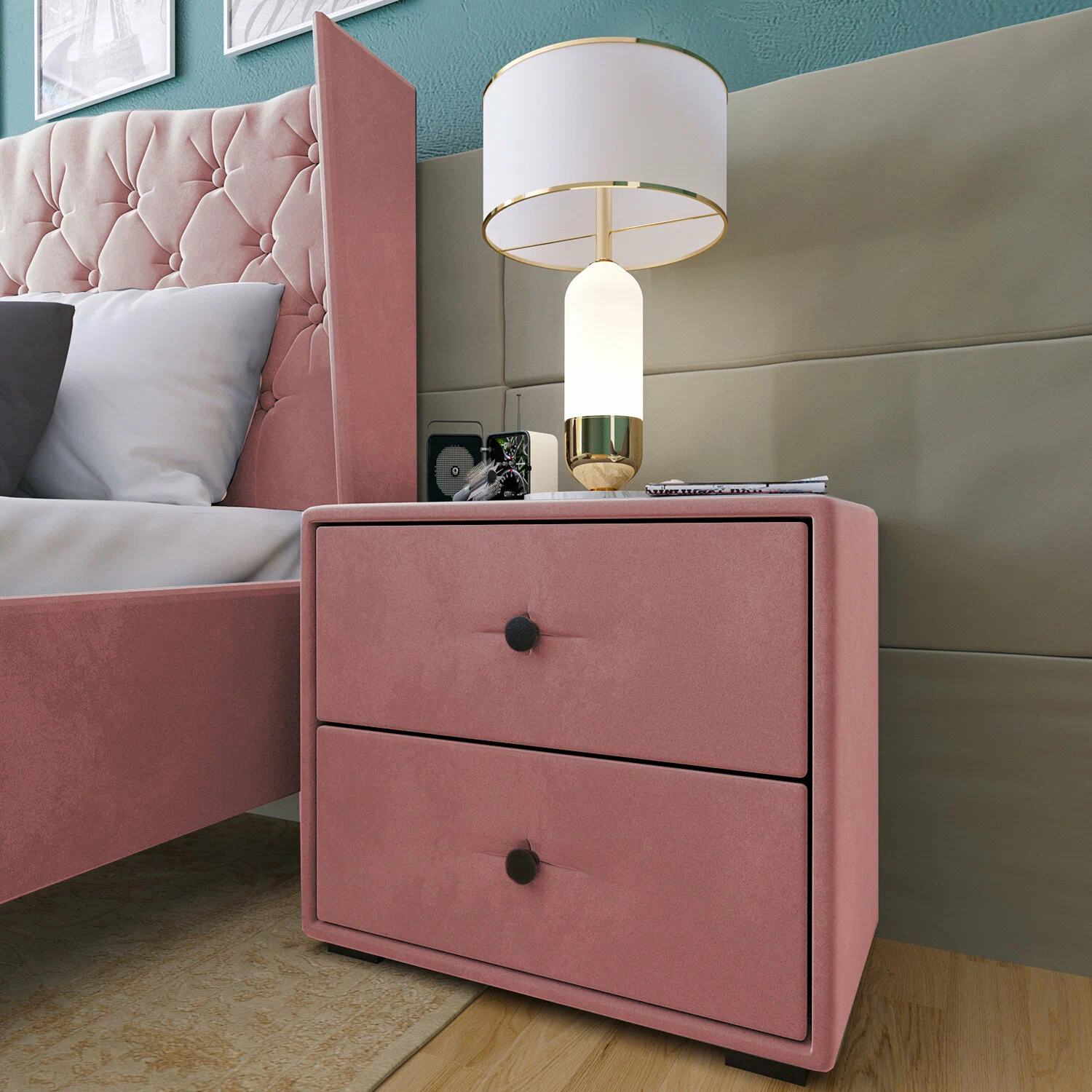 Тумба прикроватная НК мебель Tango, розовый, 46х37.1х40.7 см