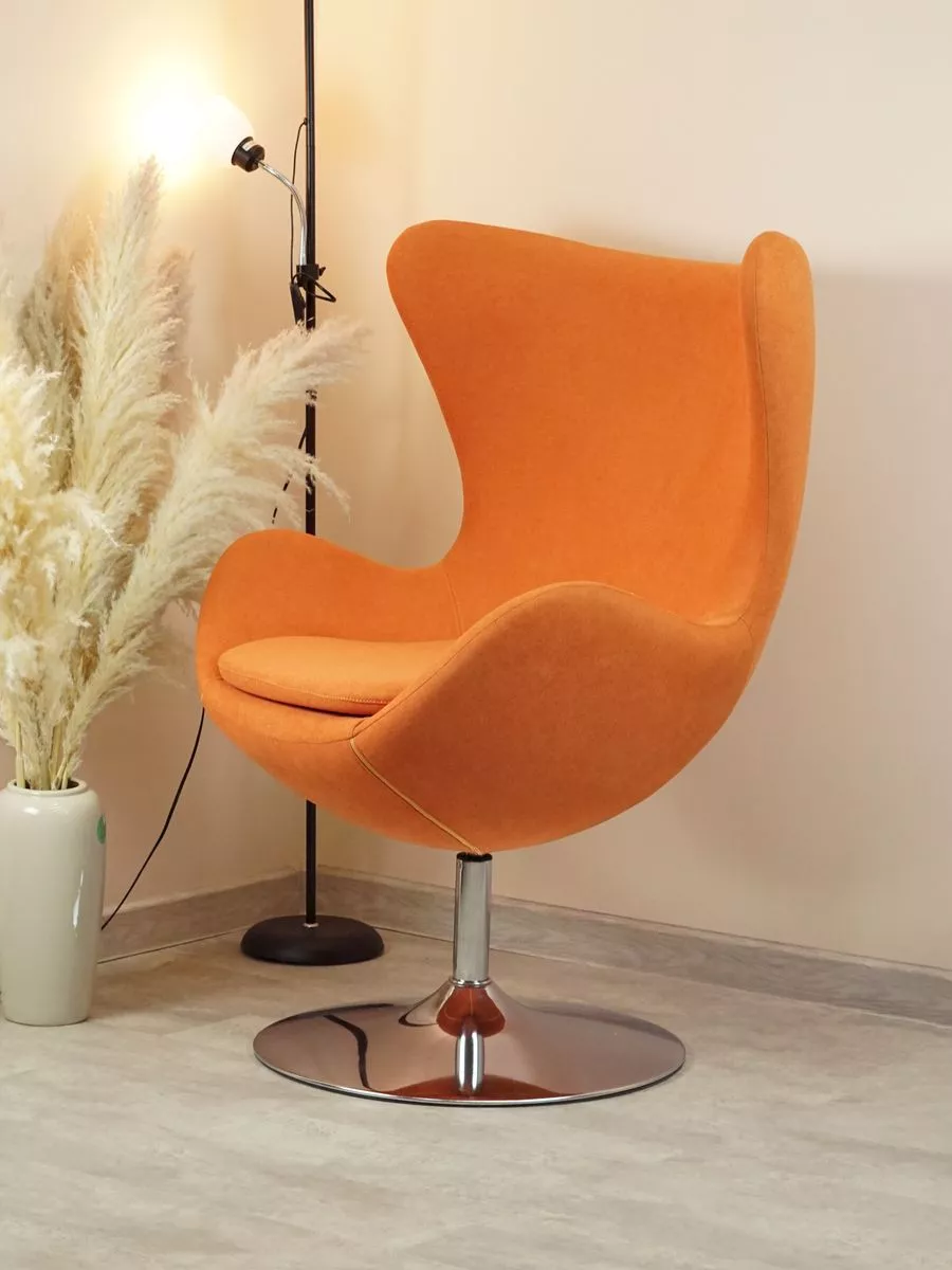 Кресло дизайнерское Elegant Land Egg Arne Jacobsen Style, оранжевое