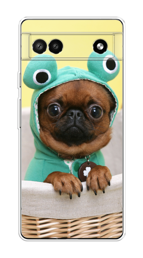 Чехол на Google Pixel 6A "Собачка в шапке лягушки"