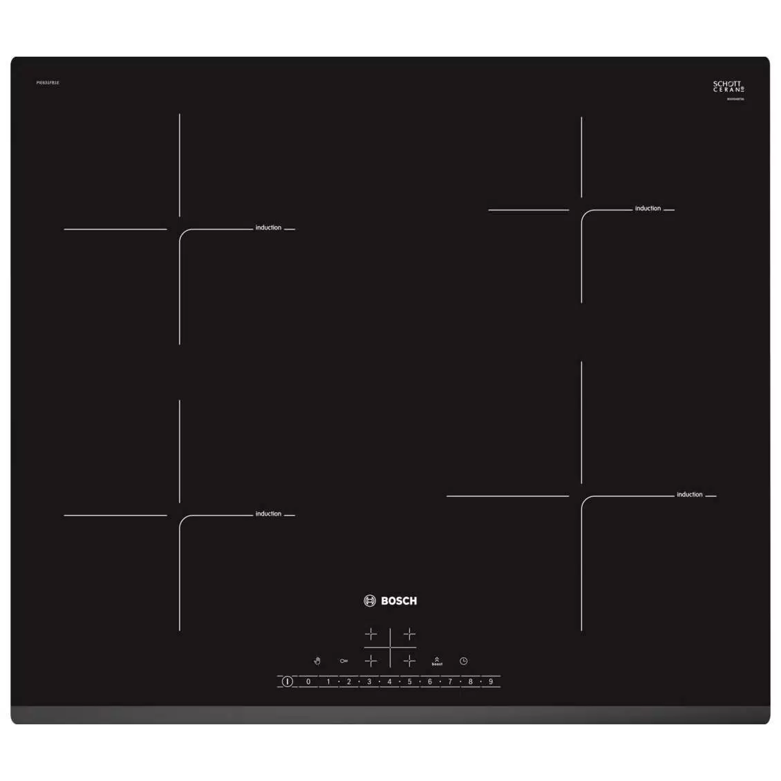 Встраиваемая варочная панель индукционная Bosch PIF651FB1E, черный