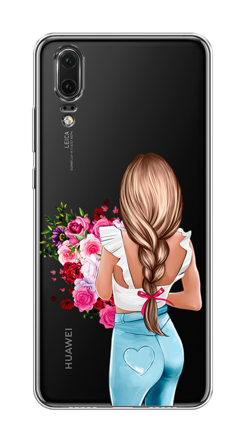 Чехол на Huawei P20  "Девушка с цветами"