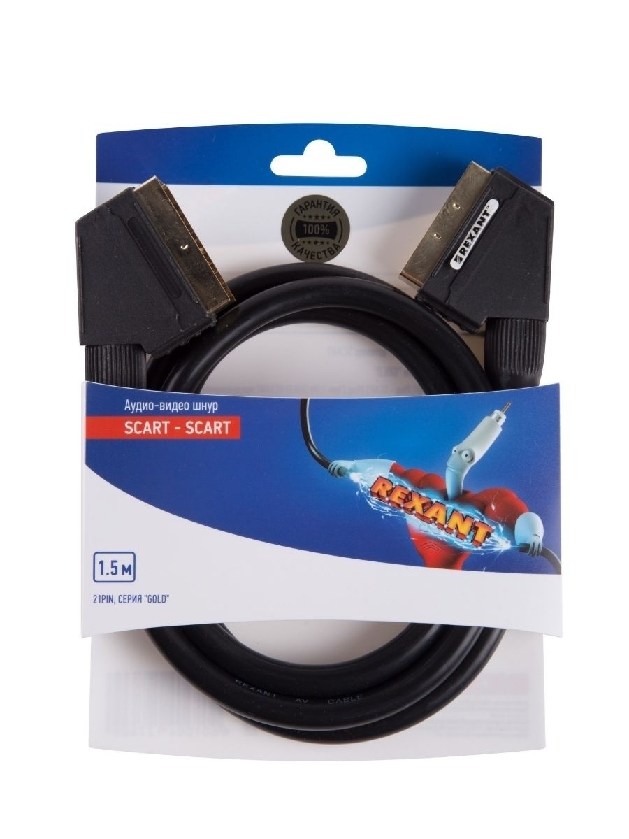 Кабель Rexant Scart Gold 21 Pin 1,5 м