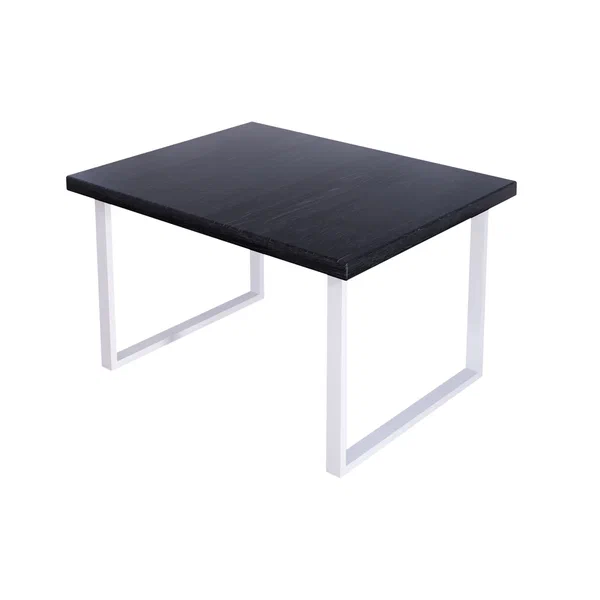 Журнальный стол Solarius Loft металл-дерево 110х80х50, цвет черного оникса, белые ножки