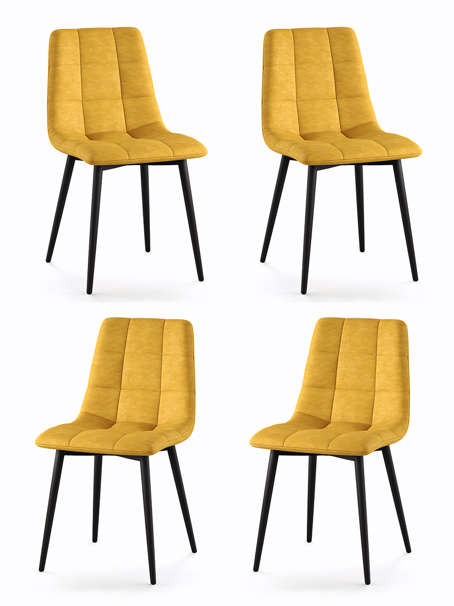 Комплект кухонных стульев М-Трейд Chilli 4 шт, горчичный велюр/черный