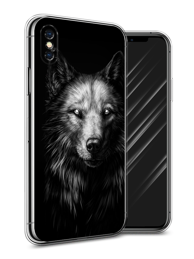 Чехол Awog на Apple iPhone XS Max (10S Max) / Айфон XS Max (10S Max) "Волк черно белый"