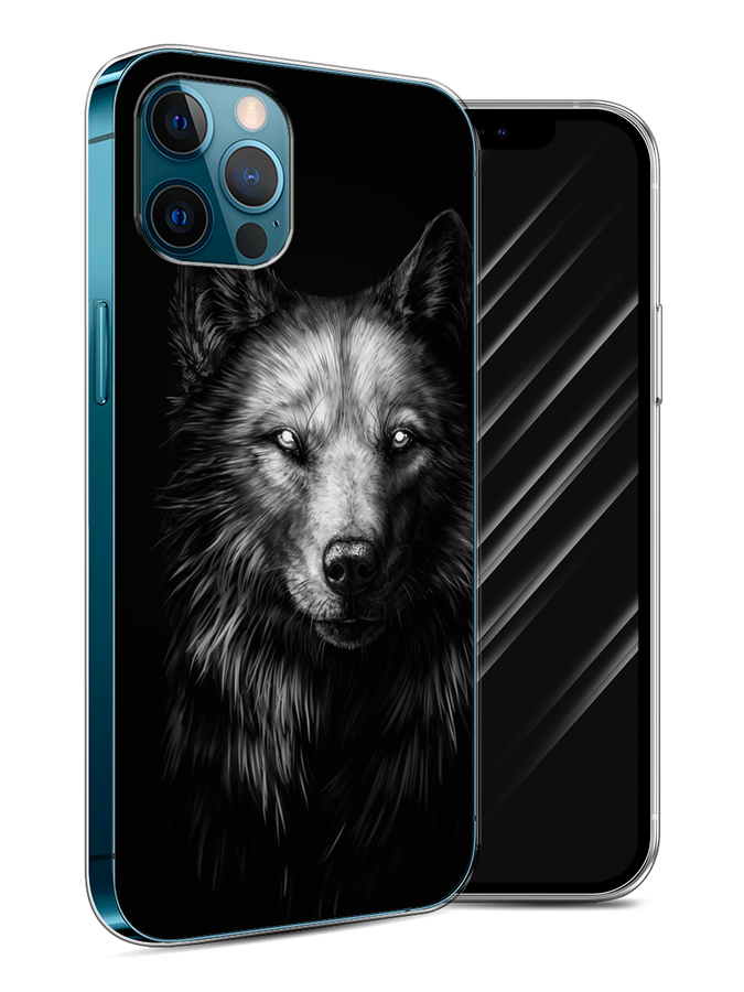 Чехол Awog на Apple iPhone 12 Pro / Айфон 12 Pro "Волк черно белый"