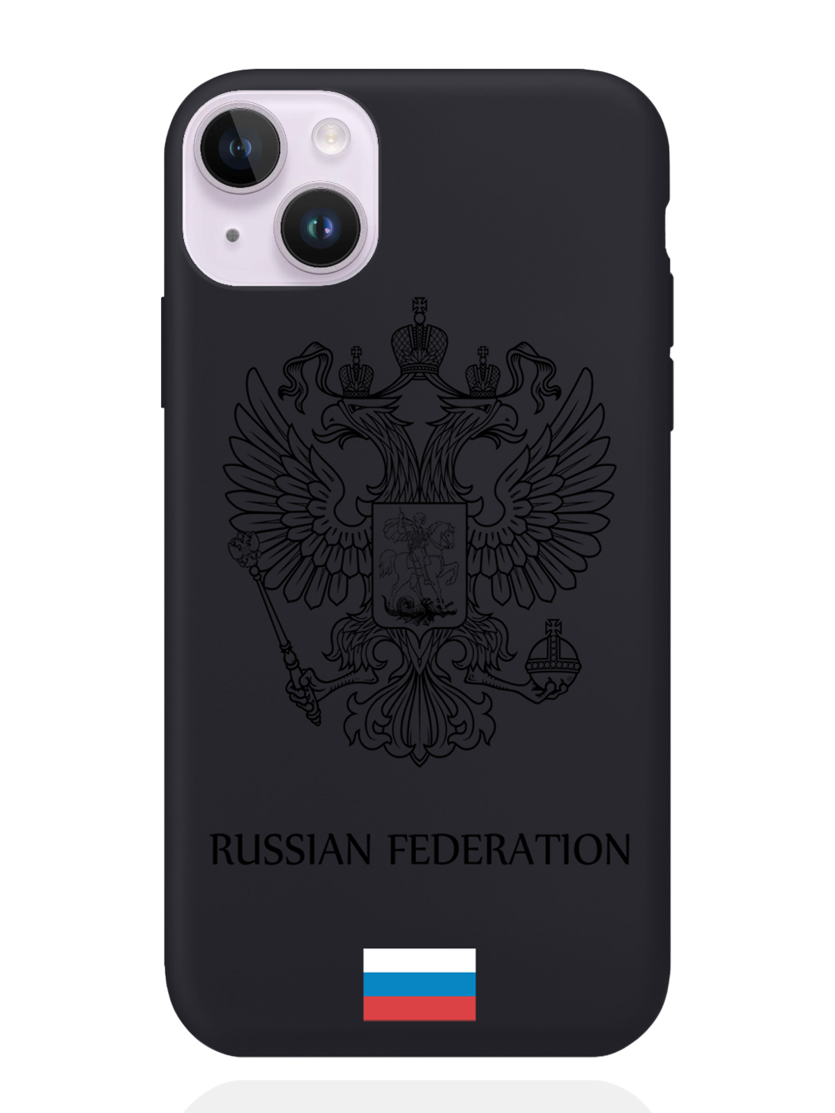 Чехол MustHaveCase iPhone 14 Plus Черный лаковый Герб Россия
