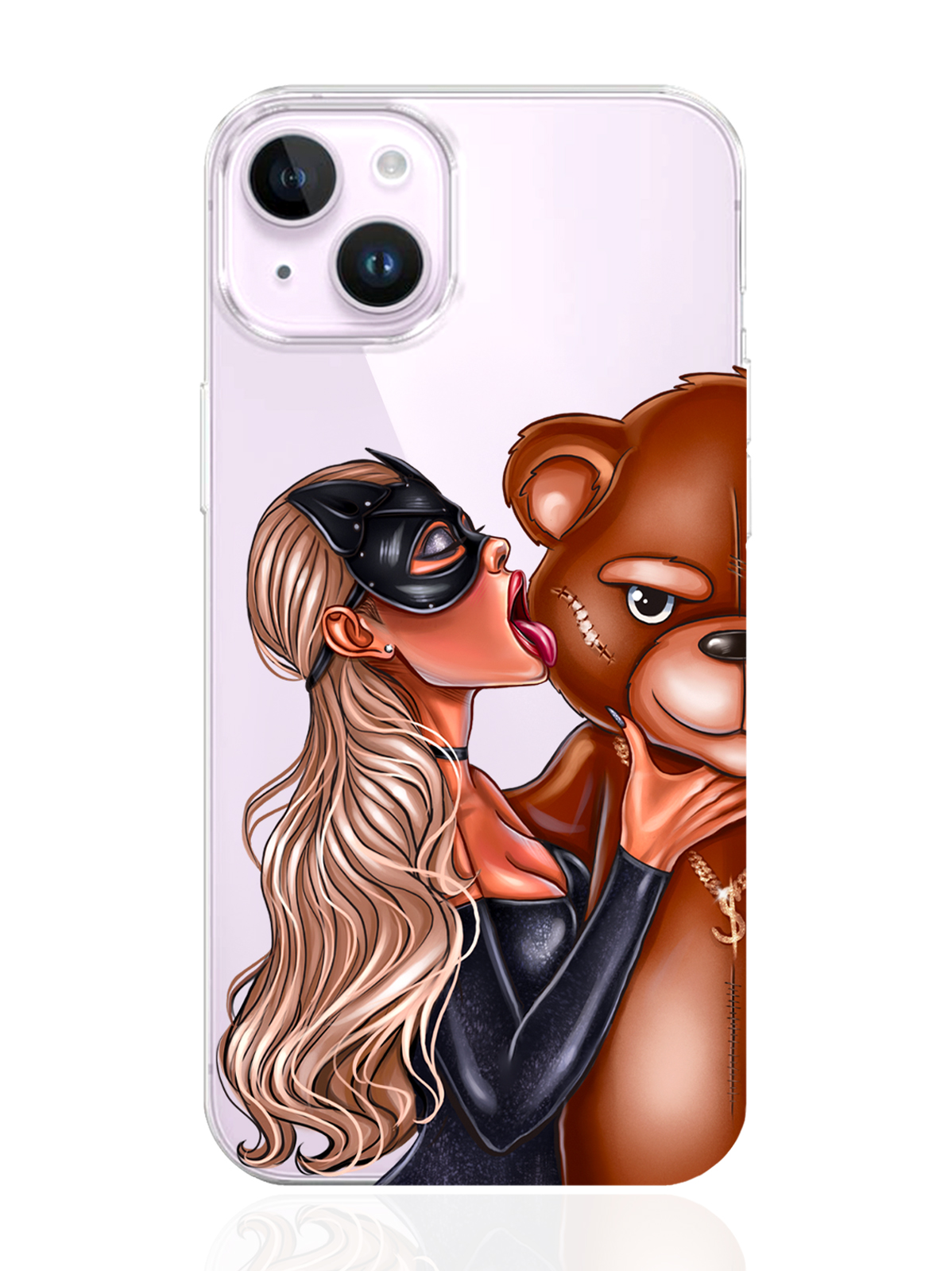 Чехол MustHaveCase iPhone 14 Кошечка блондинка и мишка
