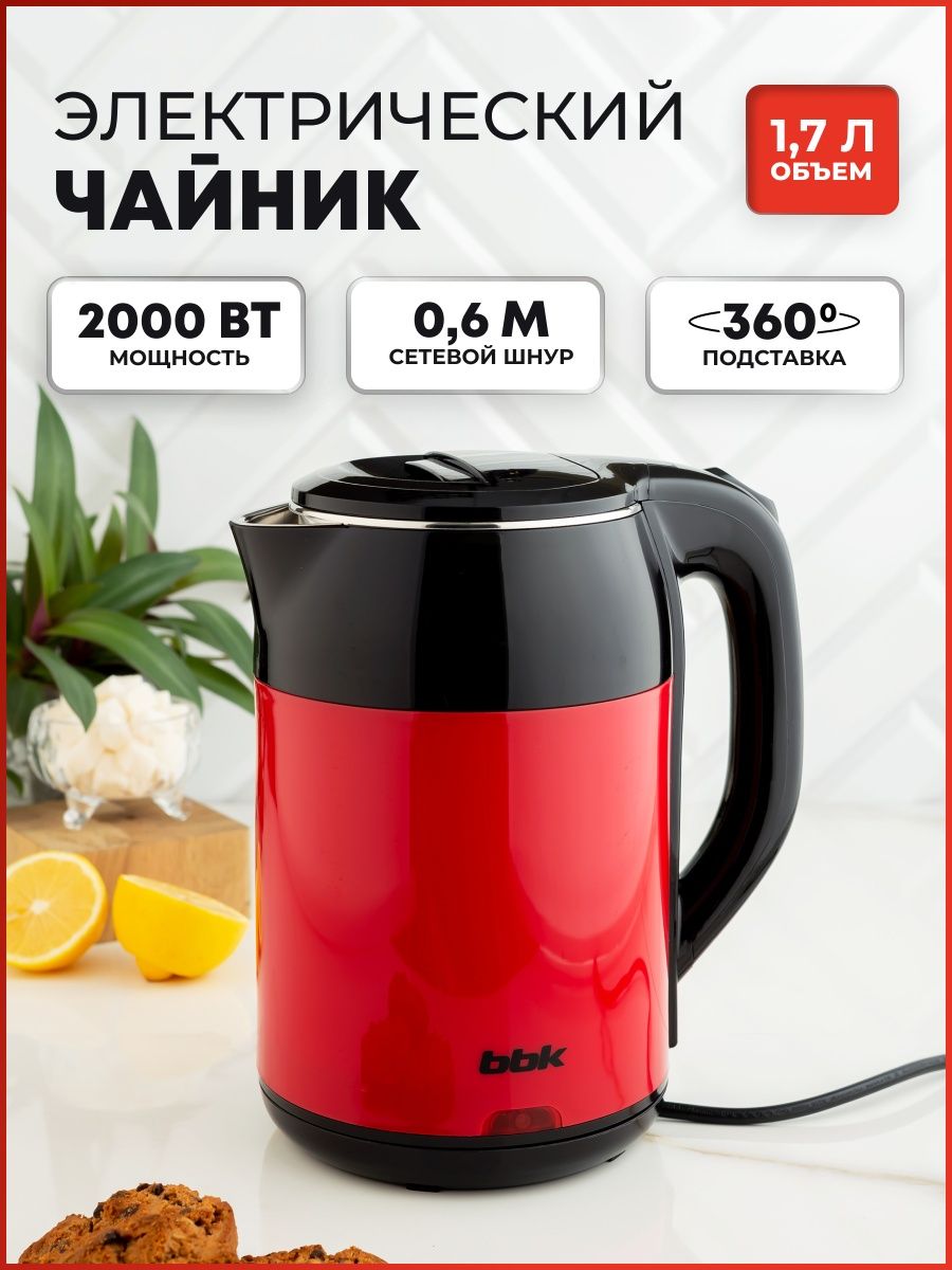 Чайник электрический BBK EK1709P(B/R) 1.7 л красный, черный