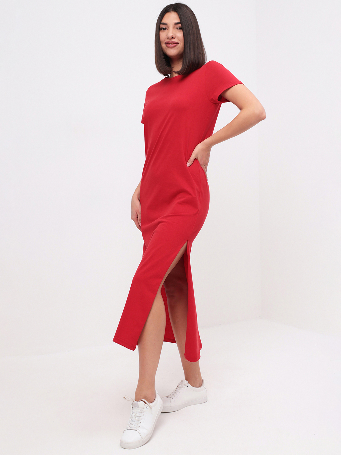 Платье женское HappyFox 1301 красное 46 RU