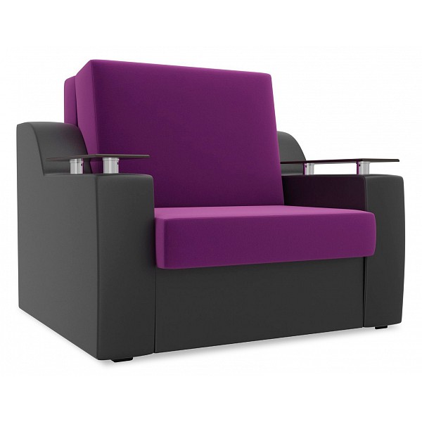 Кресло-кровать Лига Диванов Сенатор, черный/фиолетовый