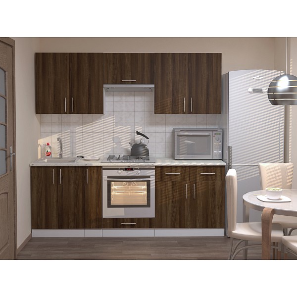 Кухонный гарнитур Баронс Лира-3 220 см коричневый/бежевый