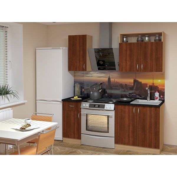 Кухонный гарнитур Баронс Лира-1 120 см коричневый/бежевый
