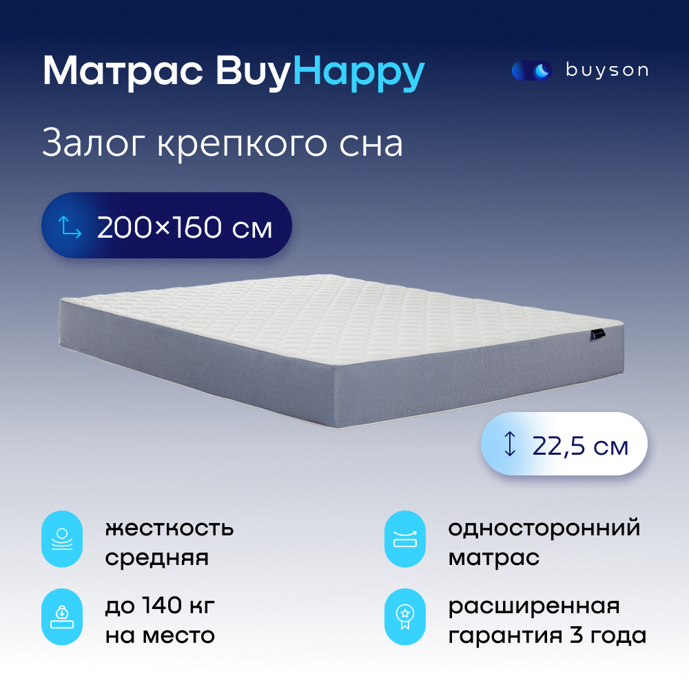 Матрас buyson BuyHappy, независимые пружины, 200х160 см