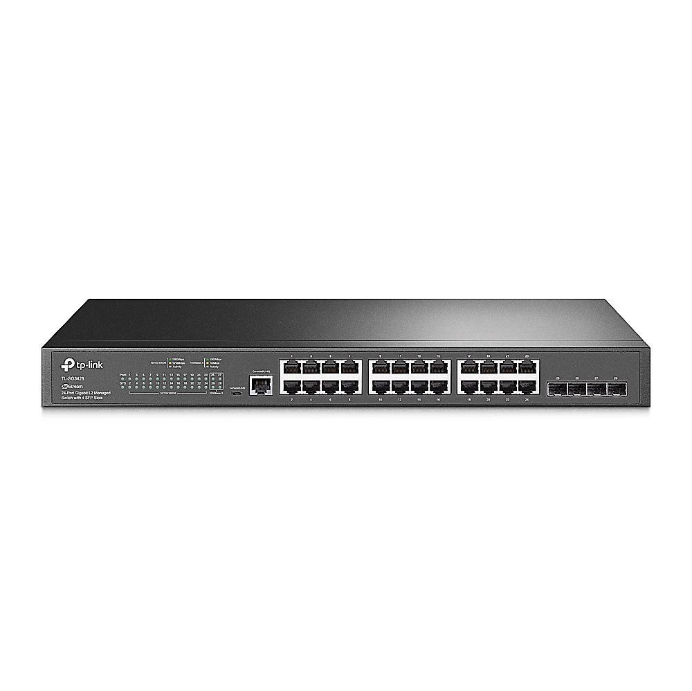 Коммутатор TP-Link TL-SG3428 JetStream 24?портовый, 4 SFP?слотами, черный