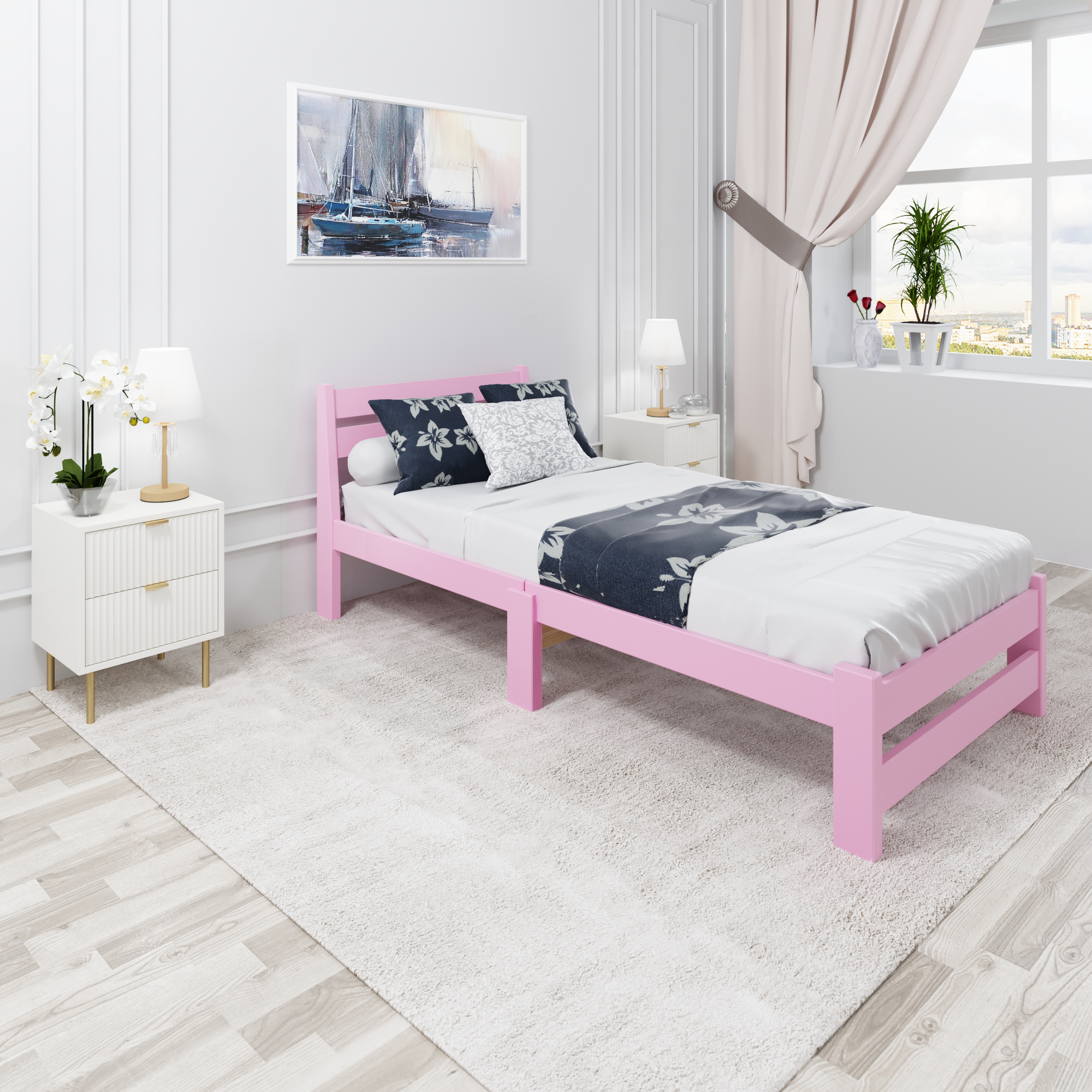 Кровать Solarius Мишка Компакт с ортопедическим основанием, цвет розовый, 60х190 см