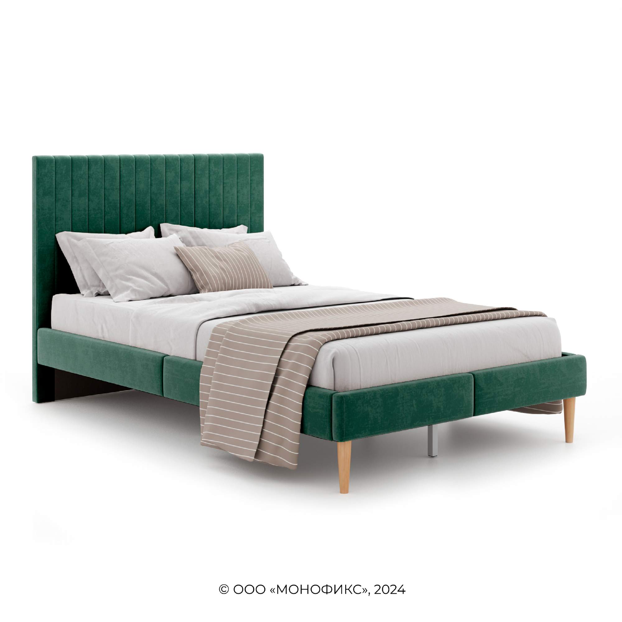 Кровать MONOFIX АММА велюр зеленый, 120х200