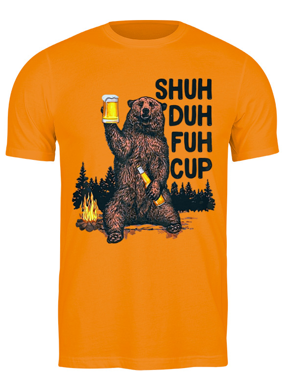Футболка мужская Printio Shuh duh fuh cup bear drinking beer camping оранжевая 3XL