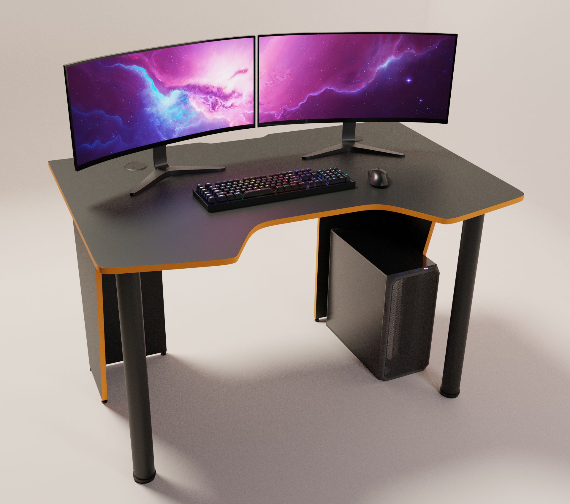 Игровой компьютерный стол FPS 120х78х73 Черно-Оранжевый