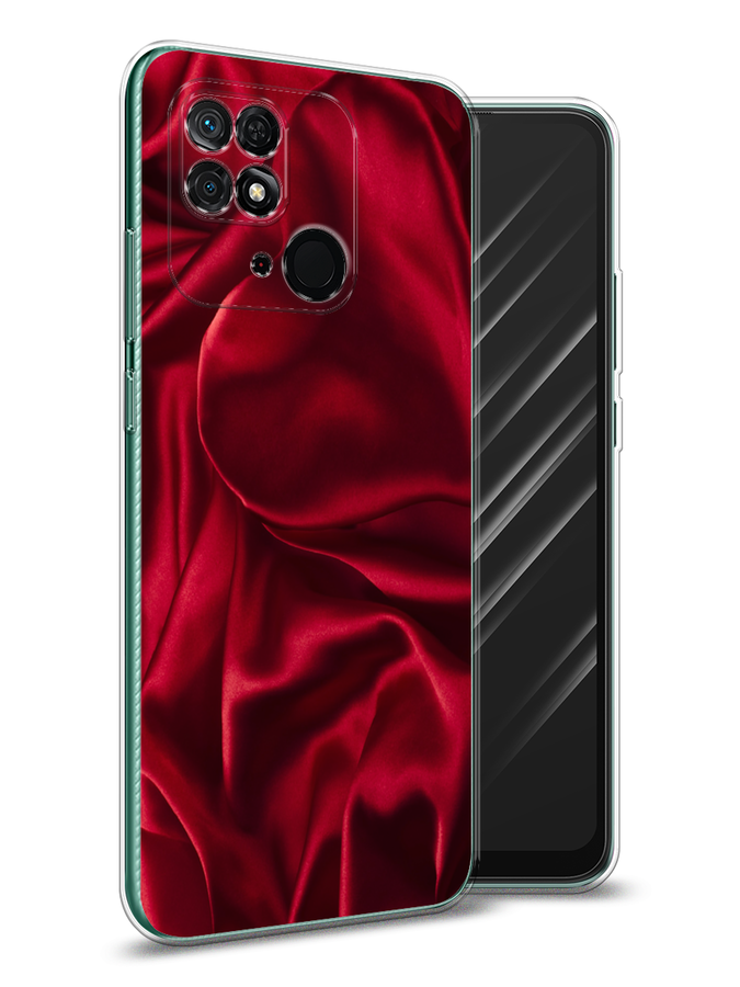 Чехол Awog на Xiaomi Redmi 10C "Текстура красный шелк"