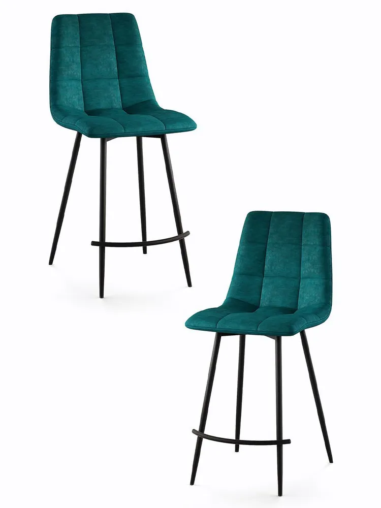 Комплект стульев полубарных М-ТРЕЙД Чили ( 2шт.) изумрудный/черный