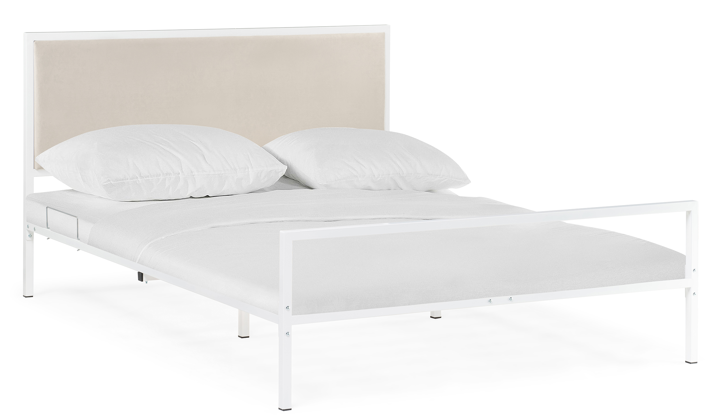 Двуспальная кровать Woodville Эгерт 160х200 белый / light beige