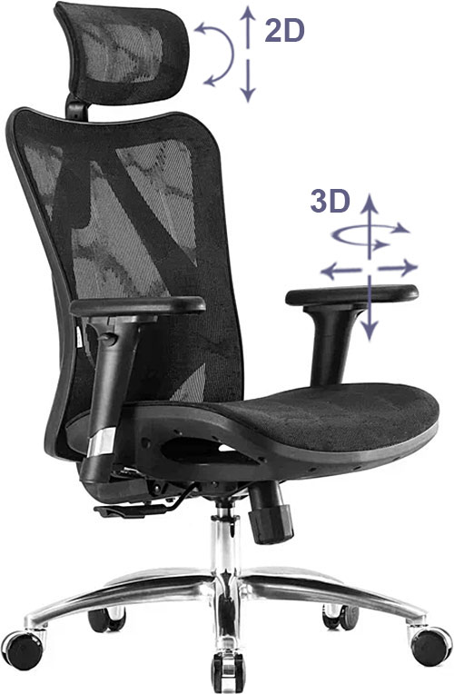 Сетчатое компьютерное кресло с 3D-подлокотником Falto Viva Air BK