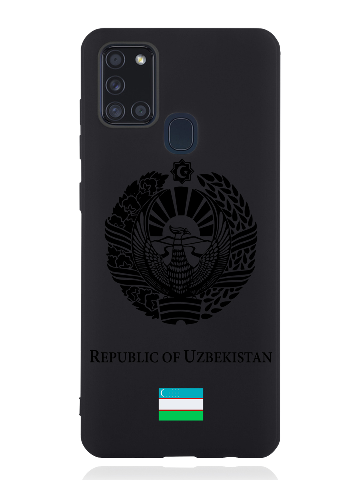 Чехол SignumCase Samsung Galaxy A21s Черный лаковый Герб Узбекистана