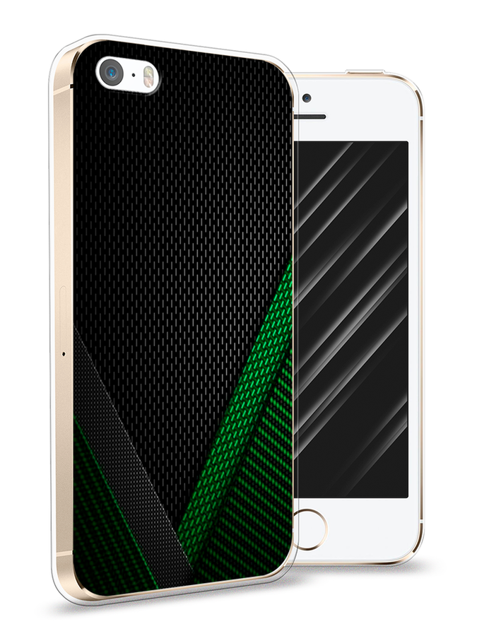 Чехол Awog на Apple iPhone 5 / Айфон 5 "Зеленый карбон"