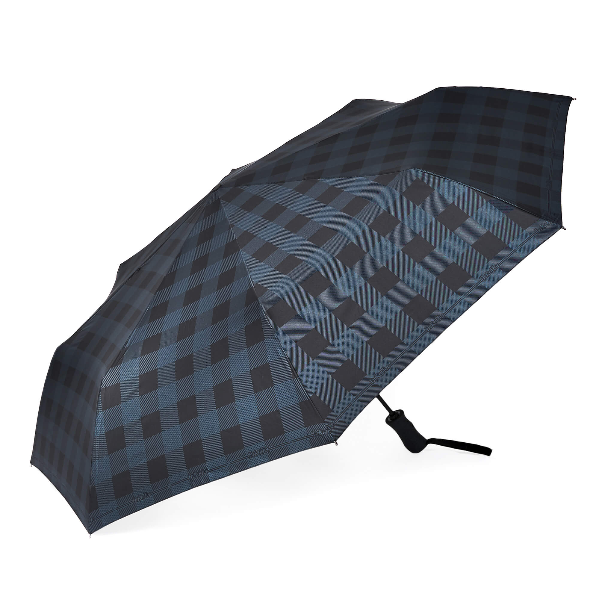 Зонт складной автоматический мужской Dr.Koffer E424, черный/серый