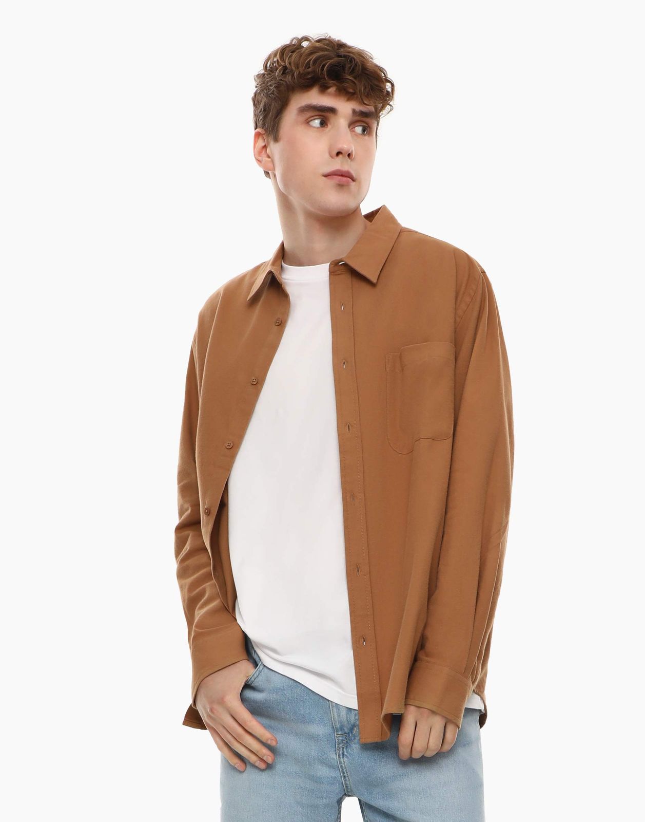 Рубашка мужская Gloria Jeans BWT001370 коричневая XS (40-42)