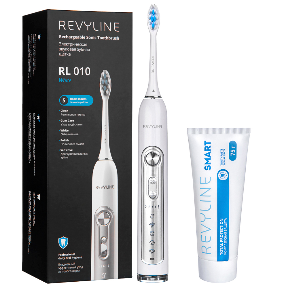 Электрическая зубная щетка Revyline RL 010+зубная паста белый